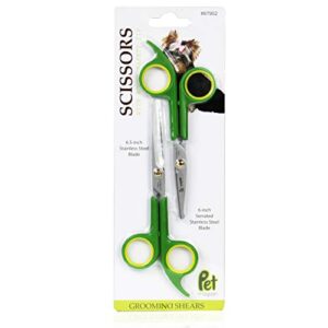 pet magasin japanese stainless steel grooming scissors (2) for facial hair and larger for body trimming with round tip