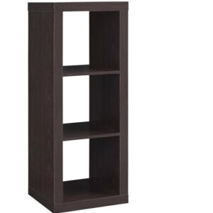 better homes and gardens 3-cube organizer storage bookshelf, espresso