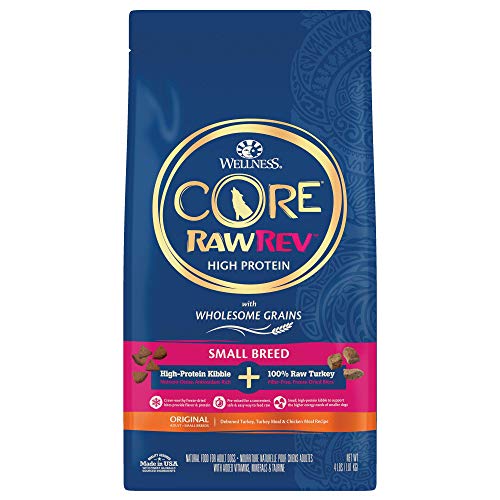 Wellness CORE RawRev Dry Small Dog Food with Wholesome Grains, Natural Ingredients, Made in USA with Real Freeze-Dried Meat (Adult, Small Breed, 4 lbs)