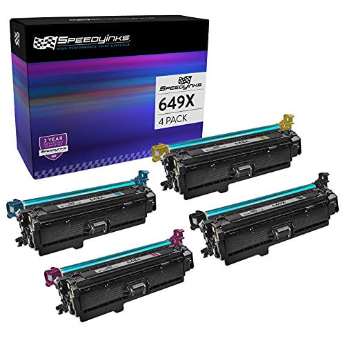 SPEEDYINKS Remanufactured Toner Cartridge Replacement (1 Black, 1 Cyan, 1 Magenta, 1 Yellow, 4-Pack) for HP 649X Works with Laserjet CP4025 CP4525 CP4025n CP4525nxh