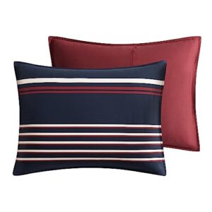 Nautica - Queen Comforter Set, Cotton Reversible Bedding with Matching Shams, Medium Weight for All Seasons (Mineola Navy, Queen)