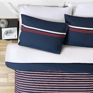 Nautica - Queen Comforter Set, Cotton Reversible Bedding with Matching Shams, Medium Weight for All Seasons (Mineola Navy, Queen)