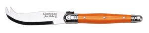 jean dubost laguiole cheese knife, mini, stainless-steel blades, orange