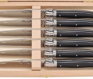 Jean Dubost Laguiole 6 Steak Knives Set, Acrylic Black