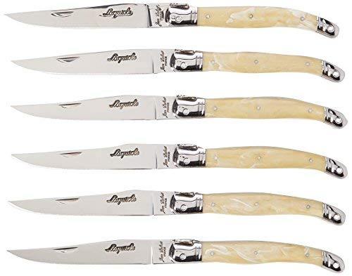 Jean Dubost Laguiole 6 Steak Knives Set, Acrylic Black