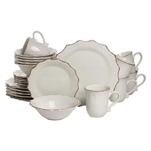 10 strawberry street oxford dinnerware set, 24 pc, cream