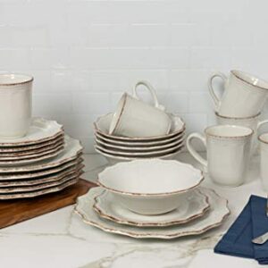 10 Strawberry Street Oxford Dinnerware Set, 24 Pc, Cream