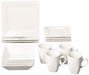 10 strawberry street nova square 16 pc dinnerware set, cream white