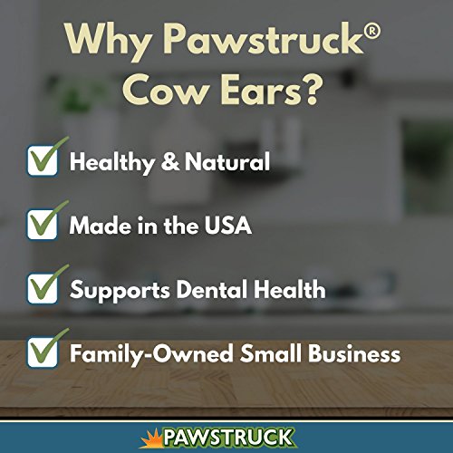 Pawstruck Jumbo Cow Ears for Dog Pet Food (100 Pack) Made in USA & Natural, Healthy Bulk Dental Dog Treats, Single Ingredient Chew, Fresh,Tasty Beef, Low Calorie, Digestible, & Safe, 10.15 Pounds