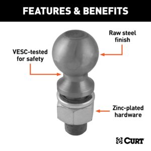 CURT 40089 Raw Steel Trailer Hitch Ball, Gooseneck, 30,000 lbs, 3-Inch Diameter, 2 x 3-1/4-Inch Shank