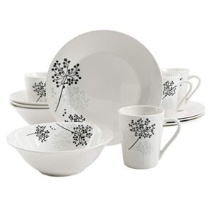 gibson home netherwood round dinnerware set, service for 4 (12) piece, white