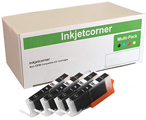 Inkjetcorner Compatible Ink Cartridge Replacement for CLI-251XL CLI-251 MG5420 MG5422 MG5520 MG5522 MX722 MX922 MG7120 MG6420 (Small Black, 4-Pack)