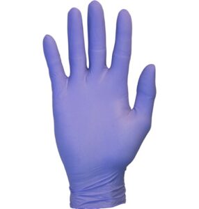 nitrile exam gloves - medical grade, powder free, disposable, non sterile, food safe, textured, indigo color, convenient dispenser pack of 100, size medium