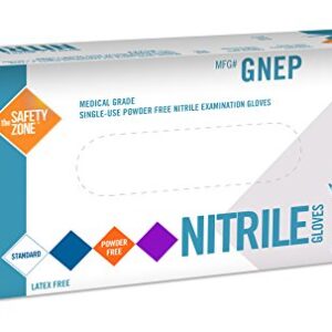 The Safety Zone GNEP-LG-1P Nitrile Exam Gloves - Medical Grade, Powder Free, Latex Rubber Free, Disposable, Non Sterile, Food Safe, Textured, Indigo Color, Convenient Dispenser Pack of 100, Size Large