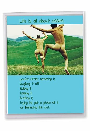 NobleWorks Jumbo Humorous Birthday Paper Card 8.5 x 11 Inch with Envelope (1 Pack) Big, Jumbo Bday Jumbo Asses Birthday J0690