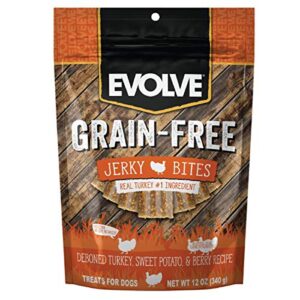 evolve grain free turkey, pea, and berry jerky bites dog treats