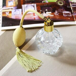 H&D Charming Clear Checked Carved Glass Empty Refillable Perfume Bottle with Spray Atomizer