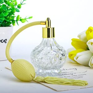 H&D Charming Clear Checked Carved Glass Empty Refillable Perfume Bottle with Spray Atomizer