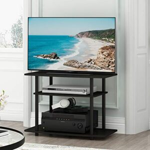 Furinno Turn-N-Tube No Tools 3-Tier Entertainment Center TV Stand for TV up to 32 Inch, Plastic Round Tubes, Espresso/black