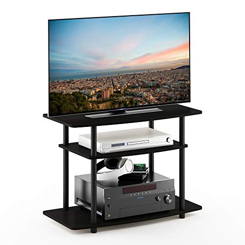 Furinno Turn-N-Tube No Tools 3-Tier Entertainment Center TV Stand for TV up to 32 Inch, Plastic Round Tubes, Espresso/black