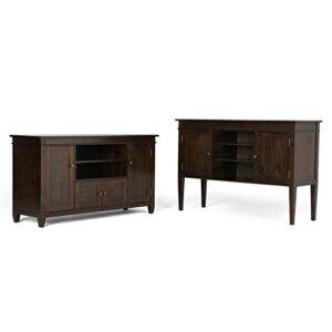 SIMPLIHOME Carlton SOLID WOOD 54 Inch Wide Transitional TV Media Stand in Dark Tobacco Brown for TVs up to 60 Inches, For the Living Room and Entertainment Center