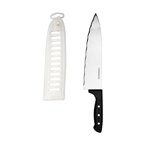 Farberware Wave Edge Chef Knife with Clear Blade Cover, 8-Inch