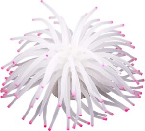 mallofusa artificial aquarium fish tank decoration silicone sea anemone artificial fish tank ornament decoration (white)