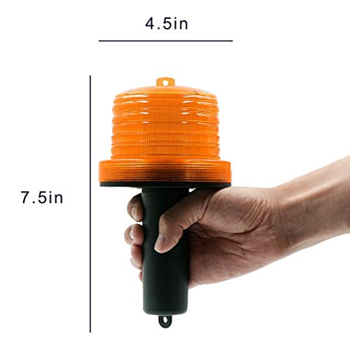 DE-Spark Luwint Handheld Emergency LED Solar Powered Strobe Warning Light, Road Construction Cone Traffic Light Flicker Beacon Lamp