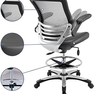 Modway EEI-211 Edge Drafting Chair - Reception Desk Chair - Flip-Up Arm Drafting Chair in Gray