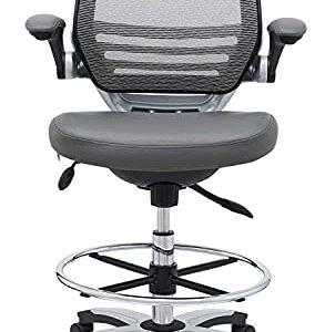 Modway EEI-211 Edge Drafting Chair - Reception Desk Chair - Flip-Up Arm Drafting Chair in Gray