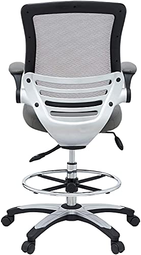 Modway EEI-211 Edge Drafting Chair - Reception Desk Chair - Flip-Up Arm Drafting Chair in Gray