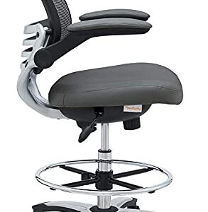 Modway EEI-211 Edge Drafting Chair - Reception Desk Chair - Flip-Up Arm Drafting Chair in Gray