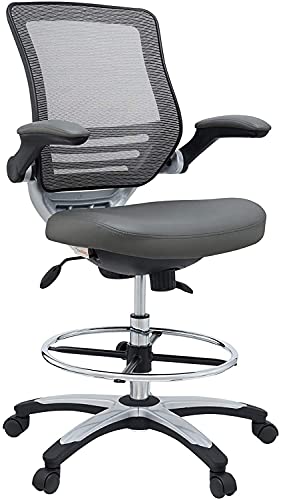 Modway EEI-211 Edge Drafting Chair - Reception Desk Chair - Flip-Up Arm Drafting Chair in Gray