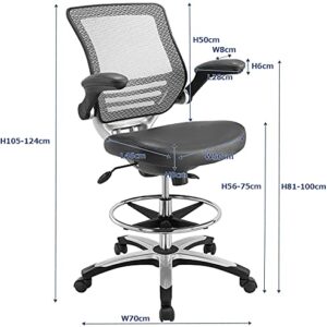 Modway EEI-211 Edge Drafting Chair - Reception Desk Chair - Flip-Up Arm Drafting Chair in Gray