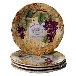 certified international gilded wine 10.75" dinner plates, set of 4, multicolor