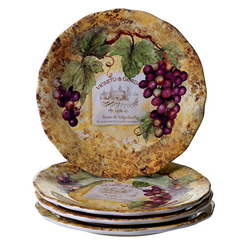 Certified International Gilded Wine 10.75" Dinner Plates, Set of 4, Multicolor