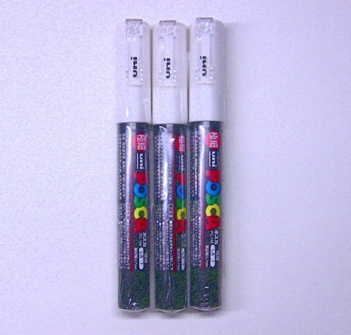 Uni Posca Paint Marker PC-1M White, 3 pens per Pack(Japan Import) [Komainu-Dou Original Package]