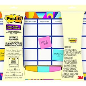 Post-it Weekly Planner with Post-it Super Sticky Full Adhesive Notes, 17-15/16 in x 11-15/16 in, Help Organize and Keep Track of Daily Events, Gradient Watercolor (730-CAL-GRDNT)