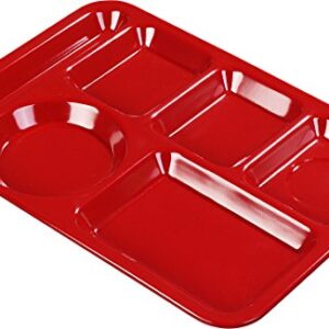 Carlisle FoodService Products Left-Hand Heavyweight 6-Compartment Melamine Tray 10" x 14" - Red