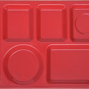 Carlisle FoodService Products Left-Hand Heavyweight 6-Compartment Melamine Tray 10" x 14" - Red