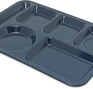 Carlisle FoodService Products Left-Hand Heavyweight 6-Compartment Melamine Tray 10" x 14" - Café Blue