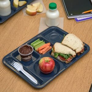 Carlisle FoodService Products Left-Hand Heavyweight 6-Compartment Melamine Tray 10" x 14" - Café Blue