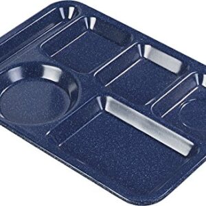 Carlisle FoodService Products Left-Hand Heavyweight 6-Compartment Melamine Tray 10" x 14" - Café Blue