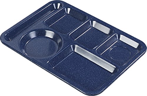 Carlisle FoodService Products Left-Hand Heavyweight 6-Compartment Melamine Tray 10" x 14" - Café Blue