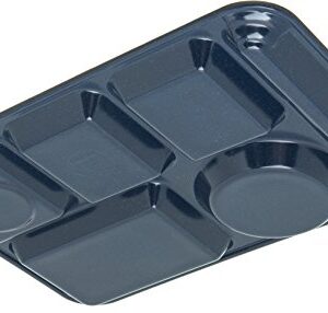 Carlisle FoodService Products Left-Hand Heavyweight 6-Compartment Melamine Tray 10" x 14" - Café Blue