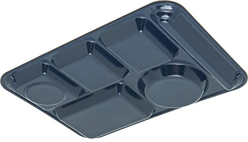 Carlisle FoodService Products Left-Hand Heavyweight 6-Compartment Melamine Tray 10" x 14" - Café Blue