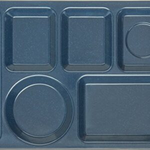 Carlisle FoodService Products Left-Hand Heavyweight 6-Compartment Melamine Tray 10" x 14" - Café Blue