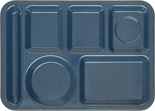 Carlisle FoodService Products Left-Hand Heavyweight 6-Compartment Melamine Tray 10" x 14" - Café Blue