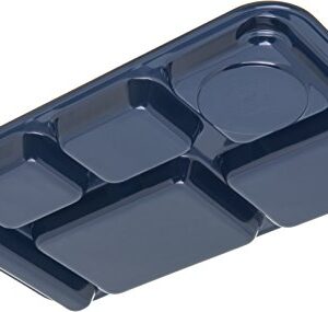 Carlisle FoodService Products Melamine Café Tray for Schools and Cafeterias, Right Hand 6-Compartment Tray, 15" x 9", Dark Blue