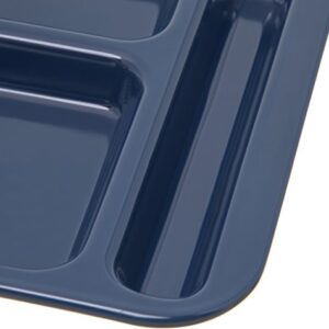 Carlisle FoodService Products Melamine Café Tray for Schools and Cafeterias, Right Hand 6-Compartment Tray, 15" x 9", Dark Blue